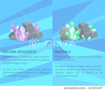 Natural Resources Minerals Among Rocks and Stones - Stock Illustration ...