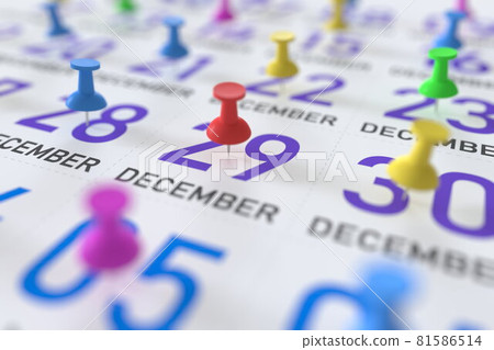 December 29 date and push pin on a calendar, 3D... - Stock Illustration ...