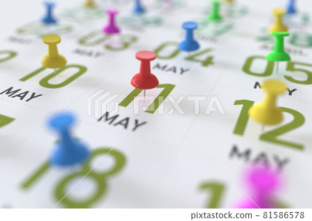 May 11 date and push pin on a calendar, 3D... - Stock Illustration ...