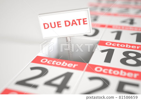 DUE DATE message on October 17 in calendar,...-插圖素材 [81586659] - PIXTA圖庫