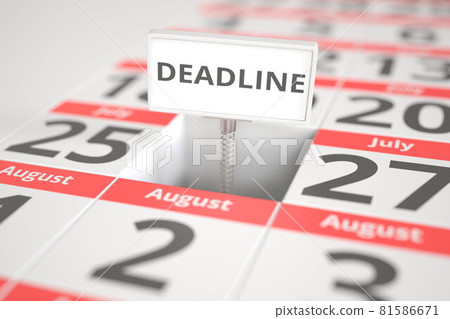 DEADLINE plate on July 26 in calendar, 3d... - Stock Illustration ...