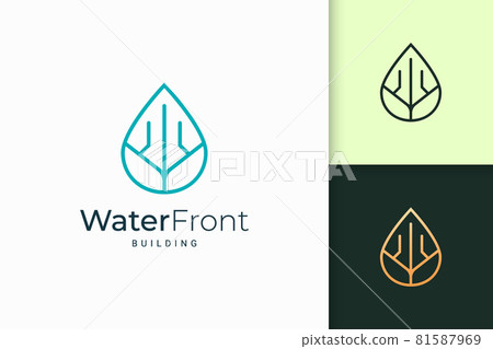 Waterfront apartment or property logo in simple... - Stock Illustration ...
