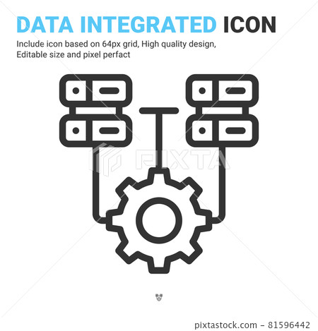 Data integrated icon vector with outline style... - Stock Illustration ...