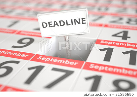 DEADLINE plate on September 10 in a calendar,... - Stock Illustration ...
