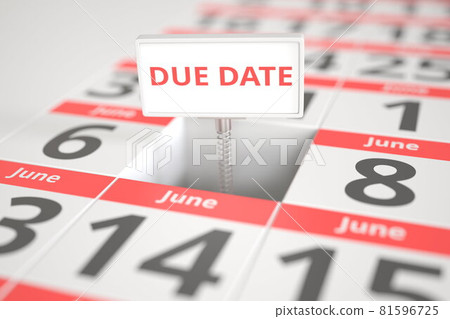 DUE DATE message on June 7 in a calendar,... - Stock Illustration ...