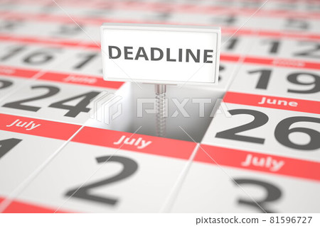 DEADLINE plate on June 25 in a calendar, 3d... - Stock Illustration ...