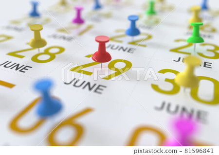 June 29 date and push pin on a calendar, 3D... - Stock Illustration ...