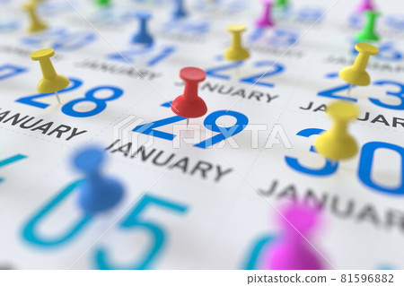 January 29 date and push pin on a calendar, 3D... - Stock Illustration ...