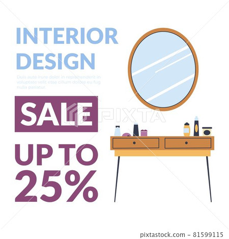Interior design sale up to 25, furniture shop - Stock Illustration ...