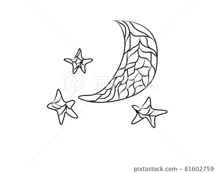 Moon and stars. Colouring book. Zentangle... - Stock Illustration ...