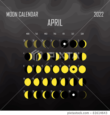 April 2022 Moon calendar. Astrological calendar... - Stock Illustration ...