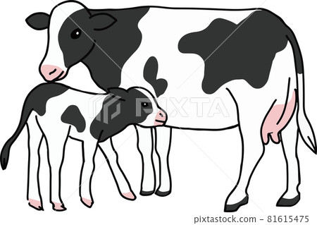 Cute cow parent and child - Stock Illustration [81615475] - PIXTA