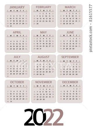 Calendar 2022. On a pink background. A set of... - Stock Illustration ...