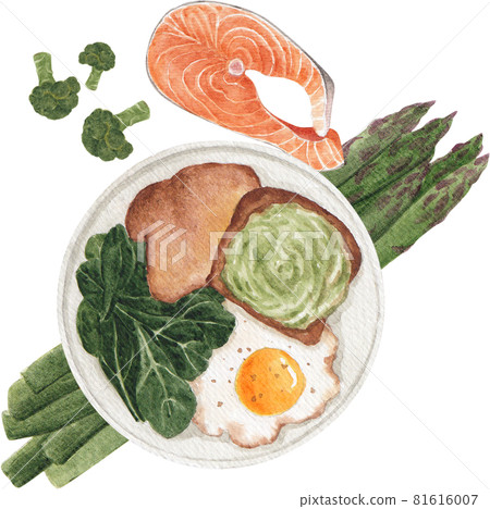healthy food watercolor - Stock Illustration [81616007] - PIXTA