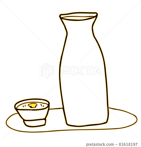 Line drawing illustration of Tsukimi sake (the... - Stock Illustration ...