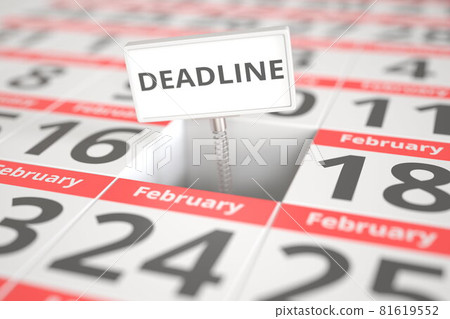DEADLINE plate on February 17 in a calendar, 3d...-插圖素材 [81619552 ...