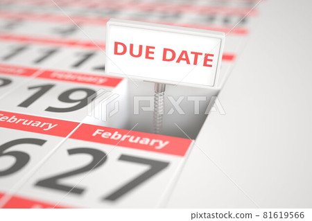 DUE DATE sign on February 20 in a calendar, 3d... - Stock Illustration ...