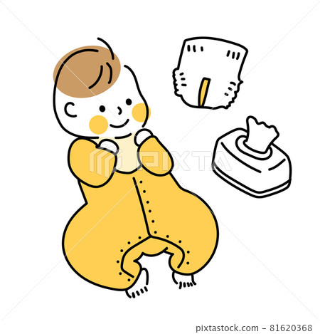 Diaper changing goods and baby illustrations... - Stock Illustration ...