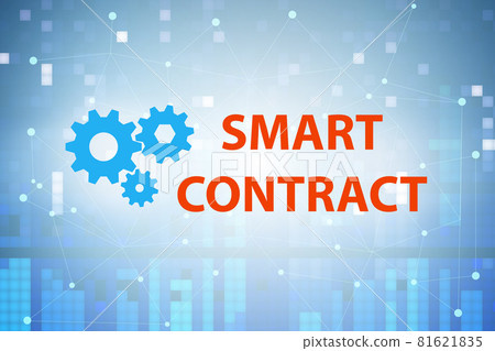 Smart contract as illustration of blockchain... - Stock Illustration ...