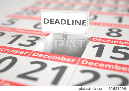 DEADLINE plate on December 14 in a calendar, 3d... - Stock Illustration ...