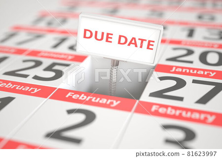 DUE DATE message on January 26 in a calendar,... - Stock Illustration ...