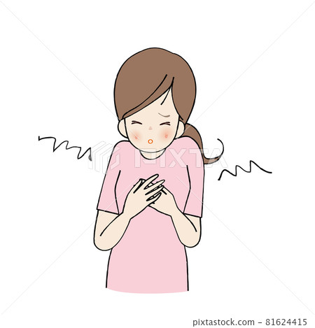 Chest pain Suffocating woman holding her chest - Stock Illustration ...