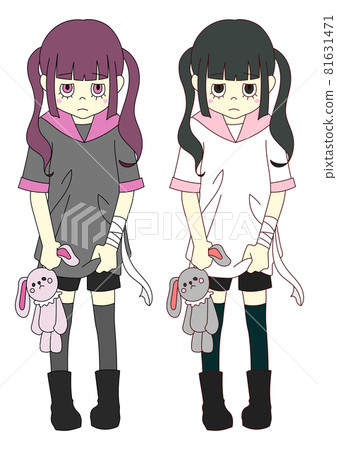 Vector illustration of a sick Menhera girl - Stock Illustration ...