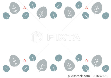 Three-color winter leaf frame - Stock Illustration [81637680] - PIXTA