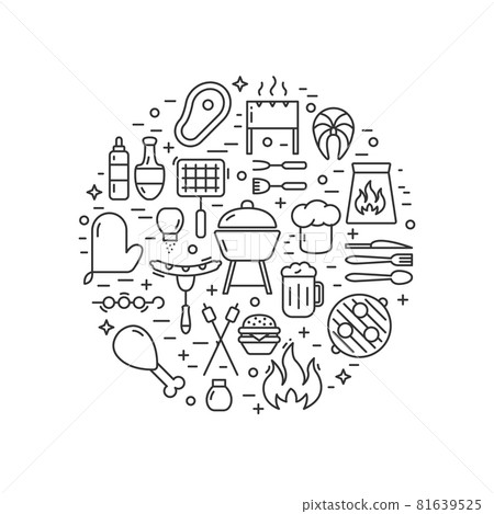 Barbeque illustration made in line style vector. - Stock Illustration ...
