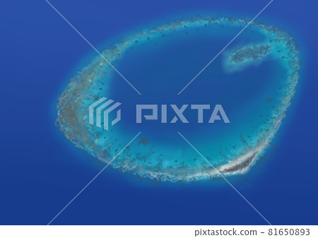 Atoll sea resort bird's-eye view coral - Stock Illustration [81650893 ...