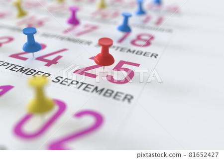 September 25 date and push pin on a calendar,... - Stock Illustration ...