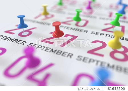 September 27 date and push pin on a calendar,... - Stock Illustration ...