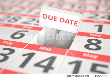 DUE DATE sign on May 7 in a calendar, 3d rendering - Stock Illustration ...