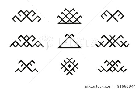 Set of ethnic Baltic Folk traditional symbols - Stock Illustration ...