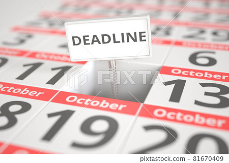 DEADLINE plate on October 12 in a calendar, 3d... - Stock Illustration ...