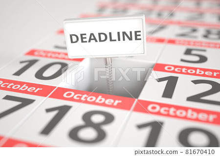 DEADLINE plate on October 11 in a calendar, 3d... - Stock Illustration ...
