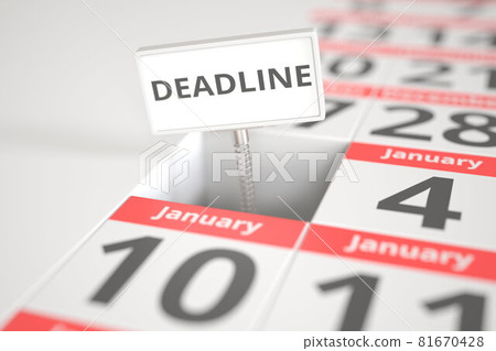 DEADLINE plate on January 3 in a calendar,... - Stock Illustration ...