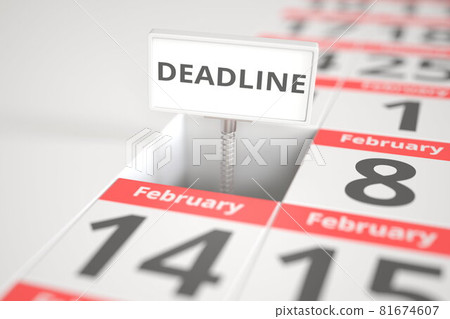 DEADLINE plate on February 7 in a calendar, 3d... - Stock Illustration ...