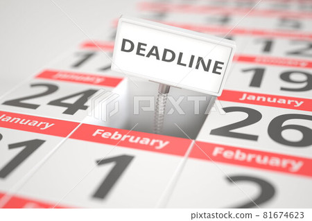 DEADLINE plate on January 25 in calendar,... - Stock Illustration ...