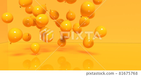 Scattered balloons on a colored background - 3D - Stock Illustration ...