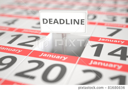 DEADLINE plate on January 13 in a calendar, 3d... - Stock Illustration ...