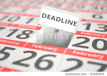 DEADLINE plate on February 19 in a calendar, 3d... - Stock Illustration ...