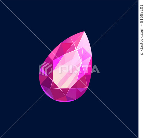 Pink gem stone, magic crystal, jewelry vector icon - Stock Illustration ...