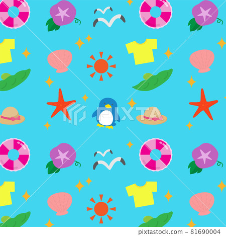 Summer illustration pattern blue background - Stock Illustration ...