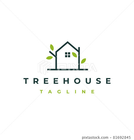 Tree and House logo design vector isolated,... - Stock Illustration ...