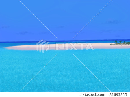 Atoll white sand beach coral reef resort sky... - Stock Illustration ...