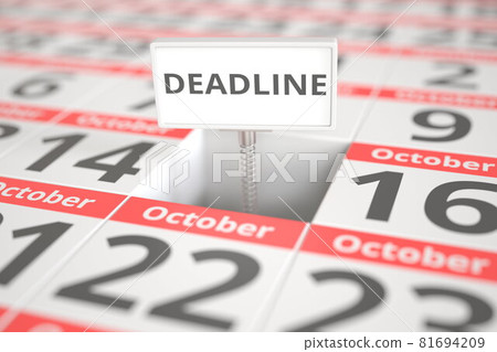 DEADLINE plate on October 15 in a calendar, 3d... - Stock Illustration ...
