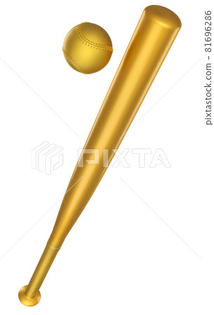 Gold professional softball or baseball bat and... - Stock Illustration ...