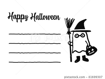 Halloween message card, ghost dressed as a witch - Stock Illustration ...