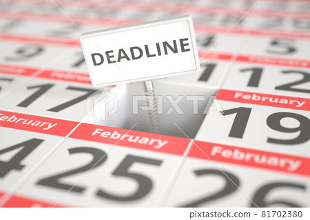 DEADLINE plate on February 18 in a calendar, 3d... - Stock Illustration ...